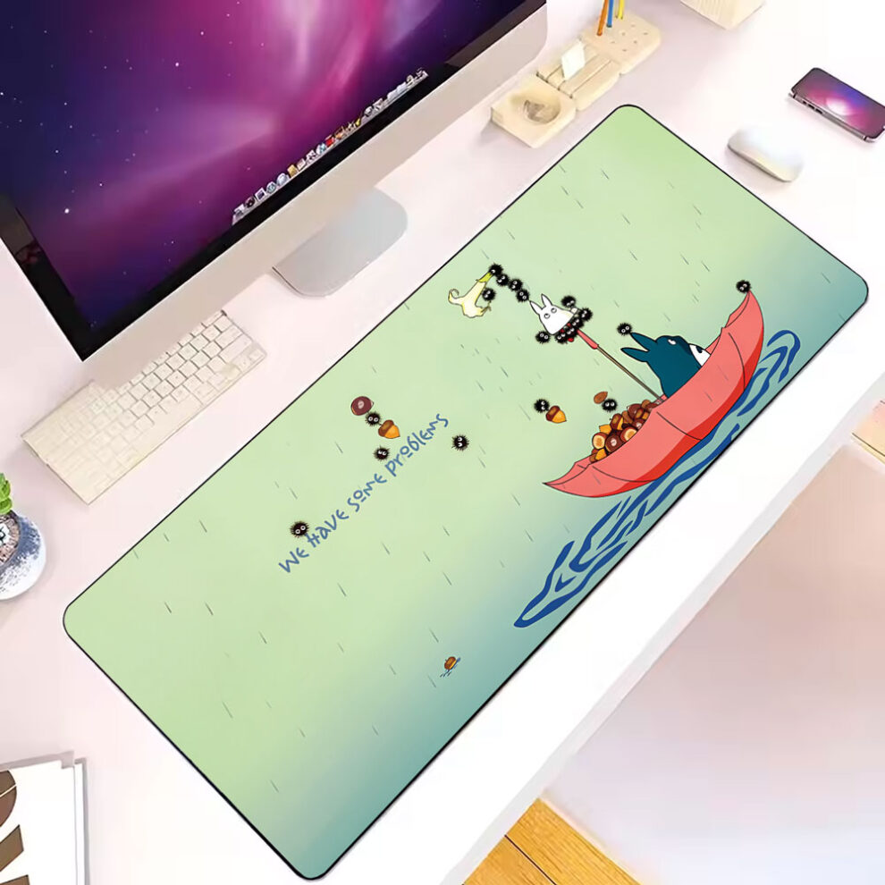 Studio Ghibli Totoro Umbrella Boat & Soot Sprites Desk Mat
