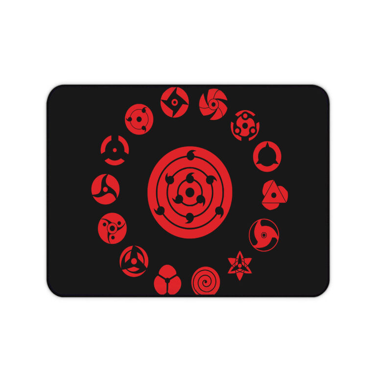 Naruto Sharingan Symbols Desk Mat – Akatsuki Ninja Eye Mouse Pad