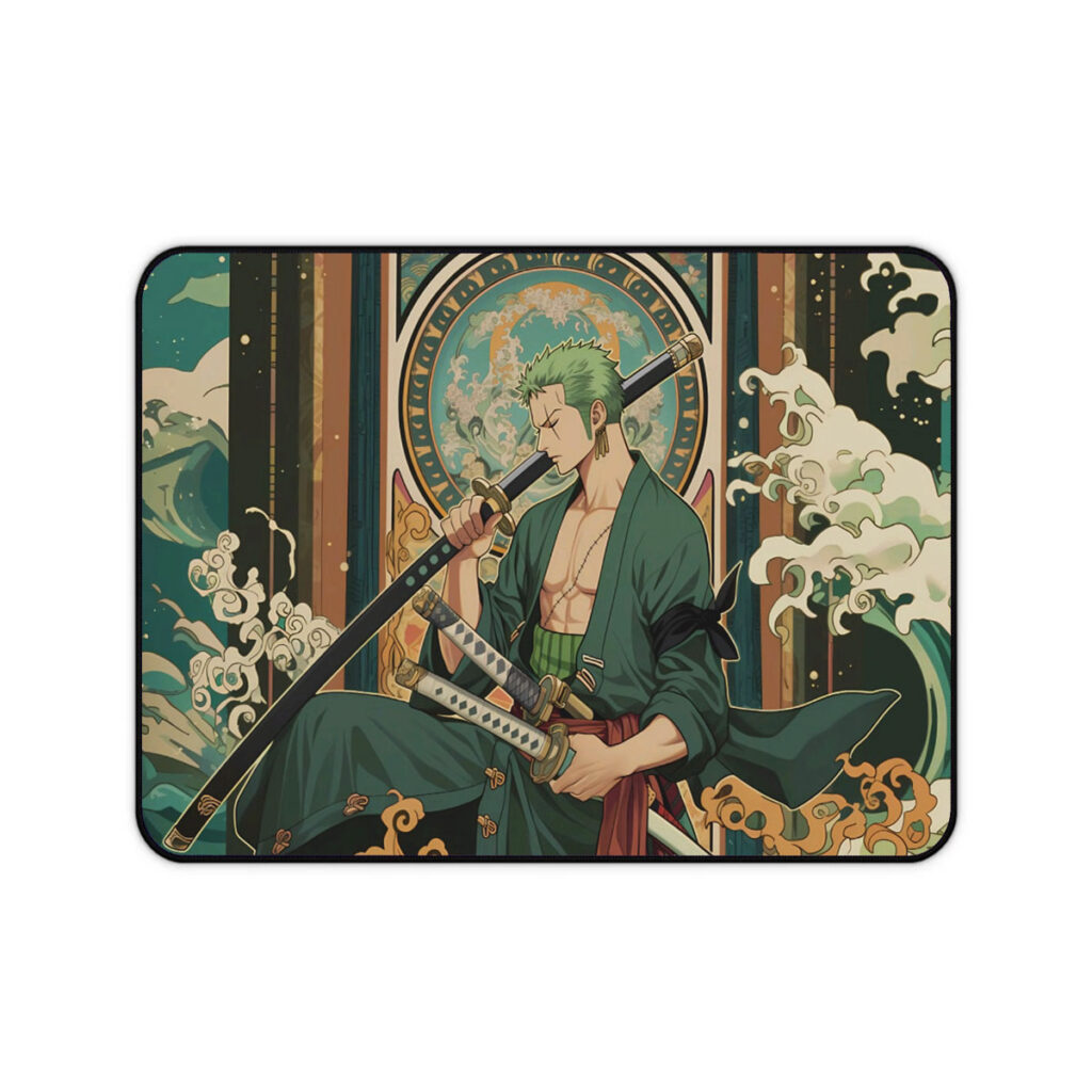 Anime Mouse Pad Roronoa Zoro Samurai Waves Desk Mat