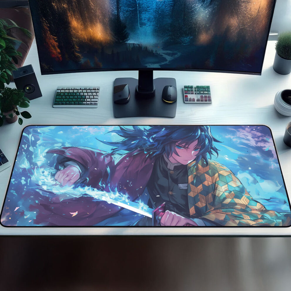 Giyu Tomioka Water Hashira Big Computer Mouse Pad | NEKO Mouse Pads Store